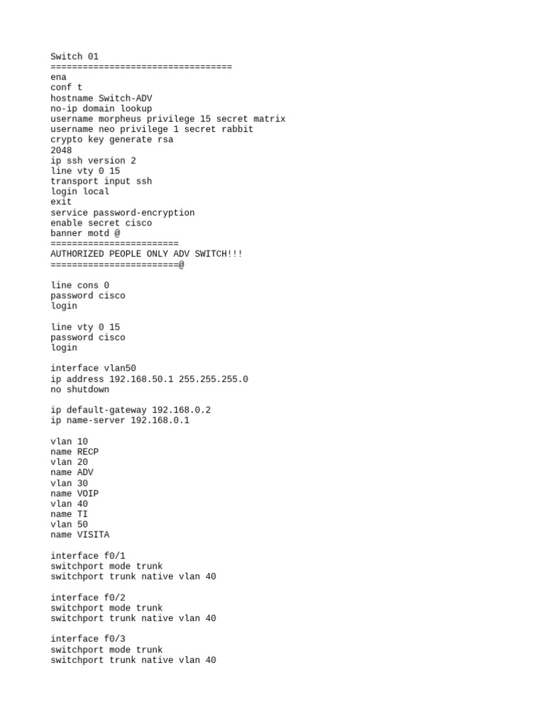 Cisco Switch Configuration Guide | PDF