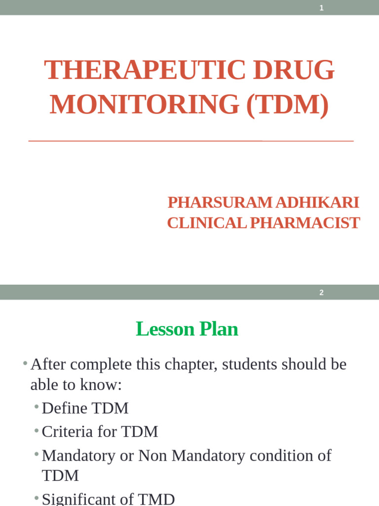 Unit 3. Therapeutic Drug Monitoring (TDM) | PDF | Drugs | Pharmacology