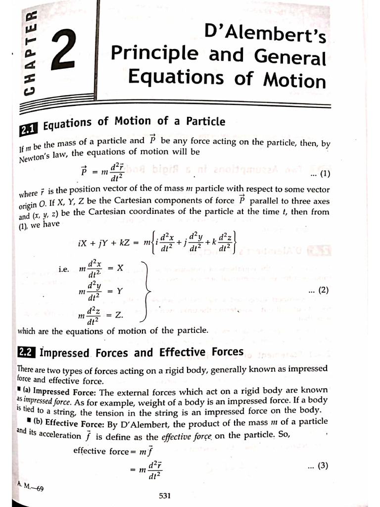 D' Alembert Principle On Motion of A Rigid Body | PDF