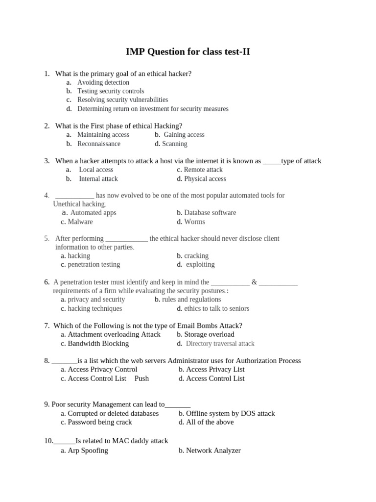 Ethical Hacking and Digital Forensics Quiz | PDF | Security | Computer Security