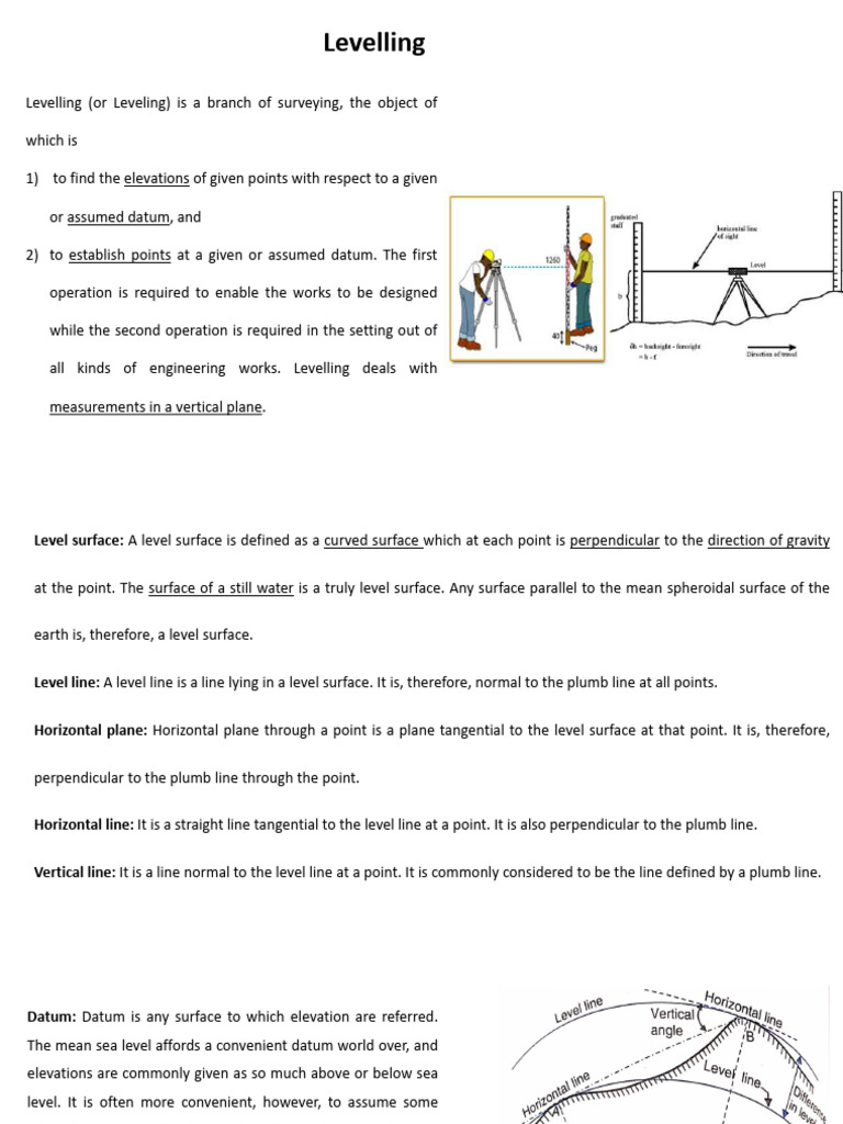 Overview of Levelling in Surveying | PDF | Surveying