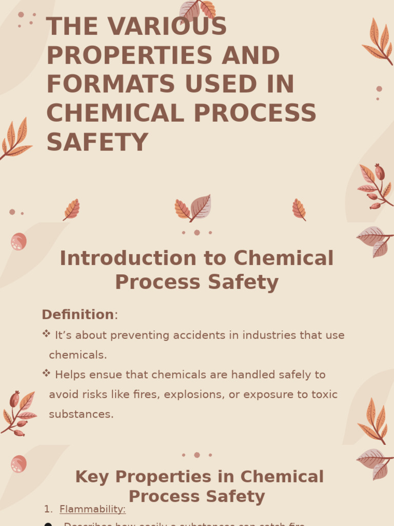 The various properties and formats used in chemical process safety | PDF