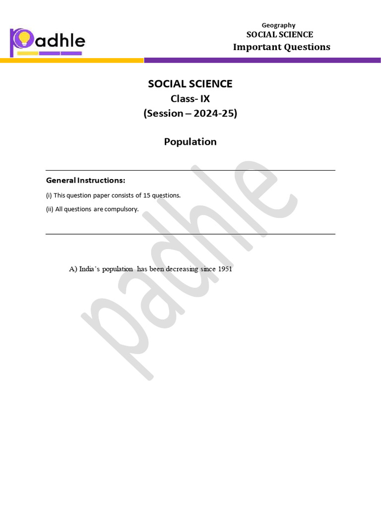 Class IX Geography: Population Questions | PDF | Economic Growth | Literacy