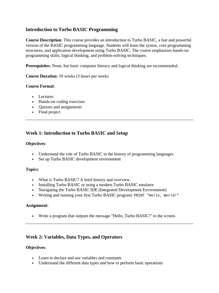 Introduction to Turbo BASIC Programming | PDF | Basic | Control Flow