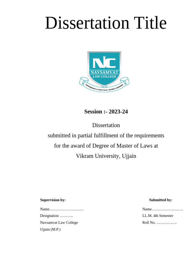LLM 4th Dissertation Front Page | PDF | Thesis | Higher Education