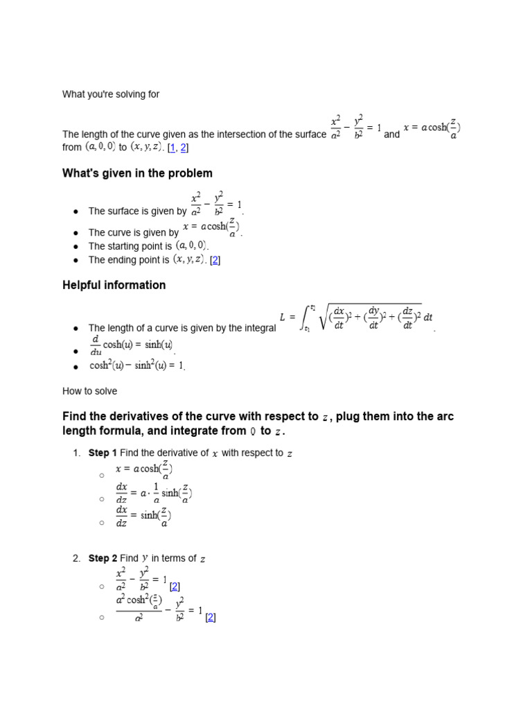 Curve Length from Surface Intersection | PDF
