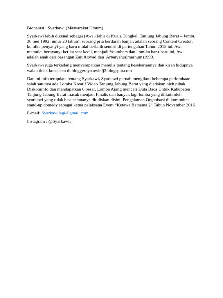 Bionarasi Syarkawi | PDF