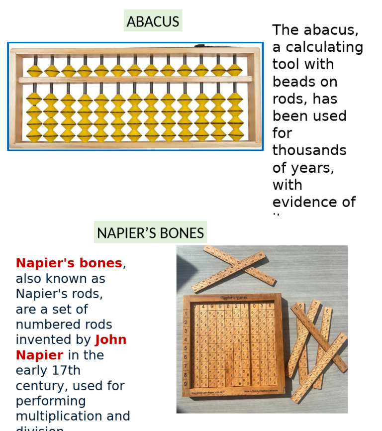 Early Calculating Devices: Abacus & Napier's Bones | PDF