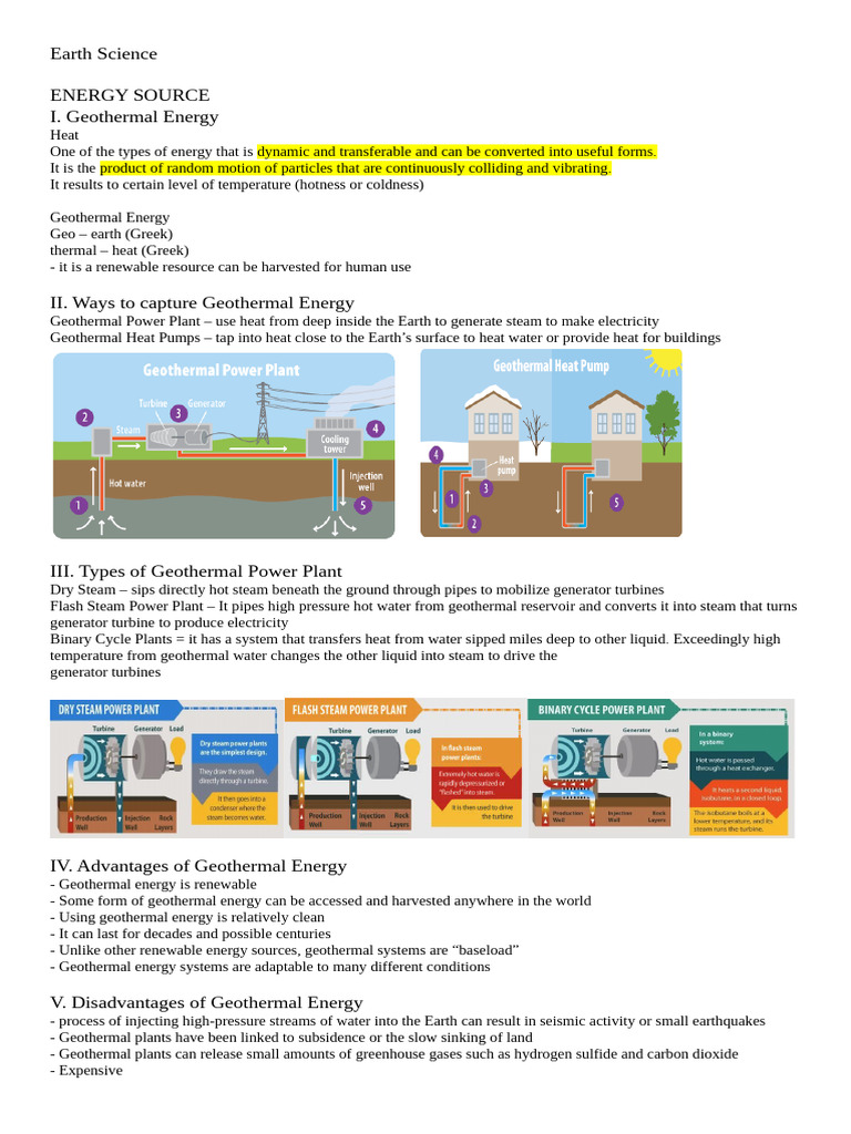 Earth Science Reviewer Q2 | PDF | Geothermal Energy | Water