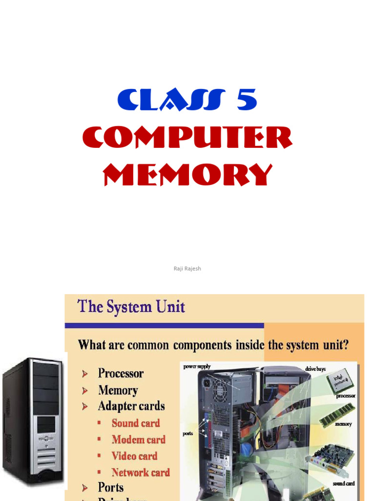 Class 5 - Computer Memory | PDF | Byte | Random Access Memory