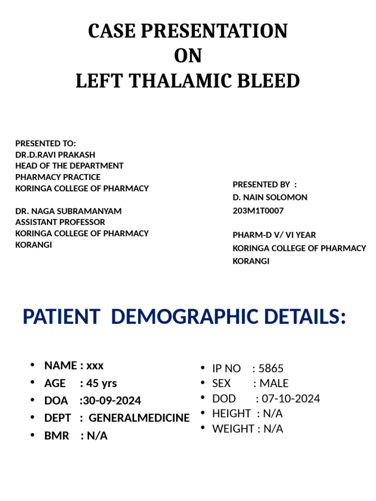 Left Thalamic Bleed 07 | PDF | Pain | Diseases And Disorders
