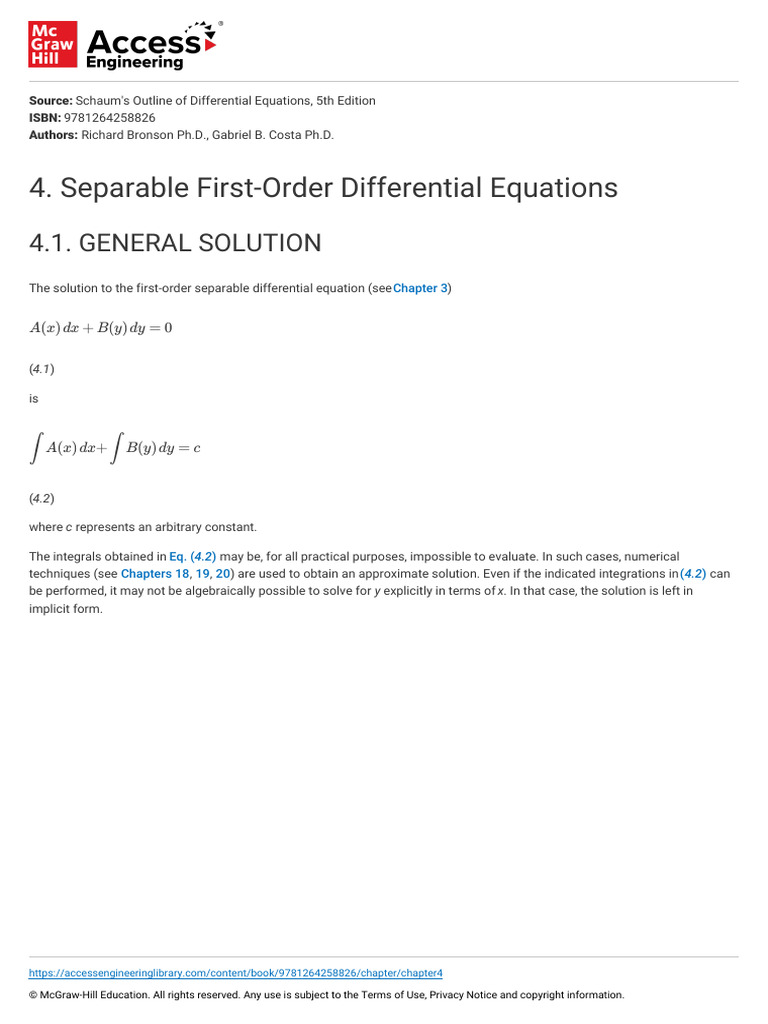 Separable First Order Differential Equations | PDF | Equations | Differential Equations