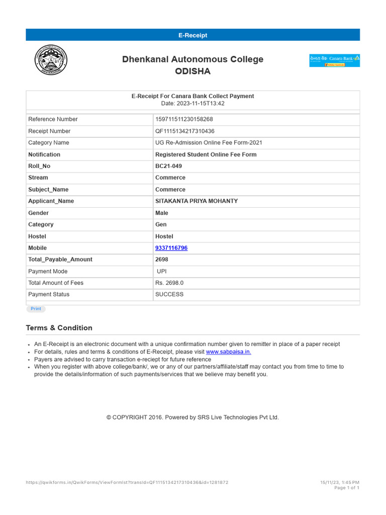 E Receipt | PDF