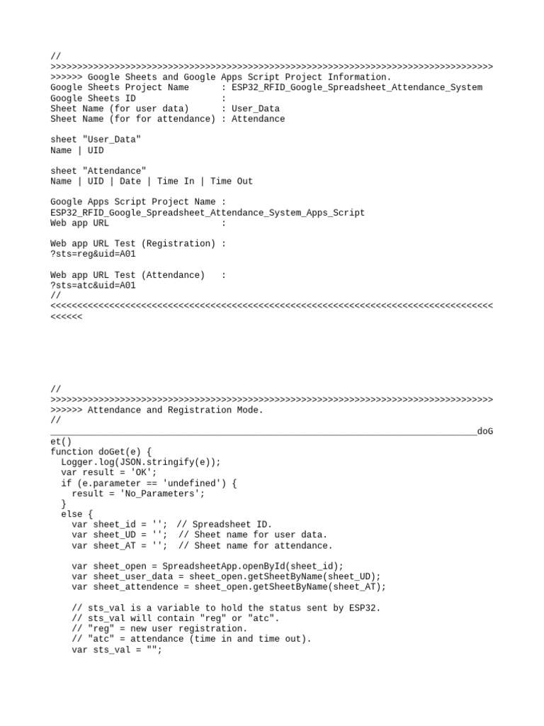 ESP32 RFID Google Spreedsheet Attendance System | PDF | Spreadsheet ...