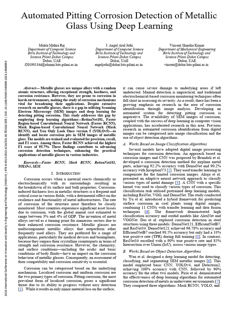 Deep Learning for Pitting Corrosion Detection | PDF | Deep Learning ...