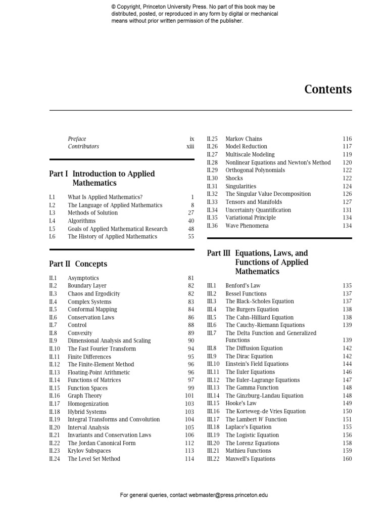 Part I Introduction To Applied Mathematics: Preface Contributors | PDF ...