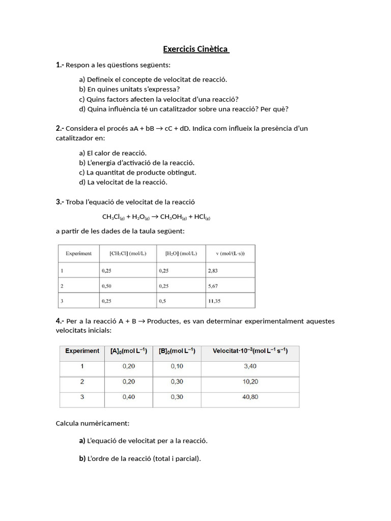Exercicis Cinetica | PDF