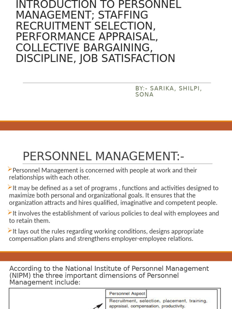 Introduction to Personnel Management, Staffing, Recruitment (Sarika) | PDF | Disciplines ...