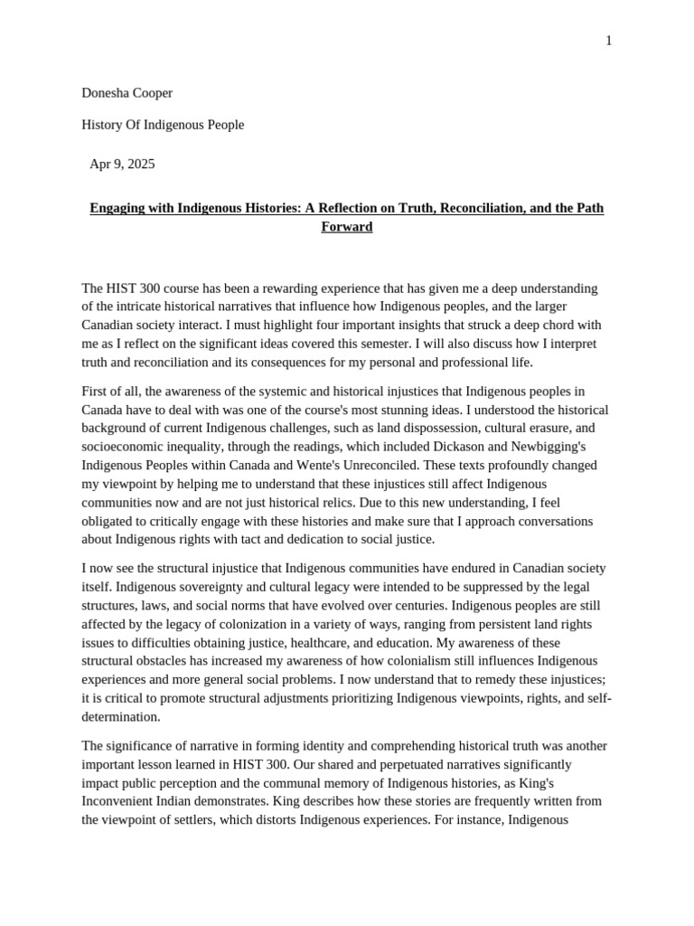 Engaging With Indigenous Histories Final Paper .Edited | PDF ...