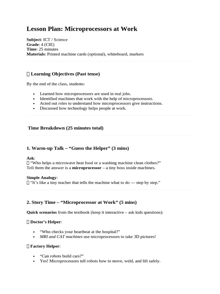 Lesson Plan-Microprocessor at Work | PDF | Image Scanner | Barcode