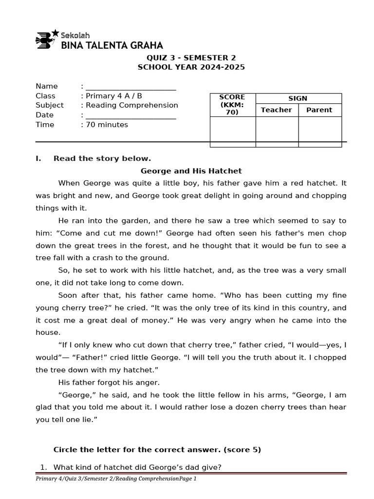 Reading Comprehension P4 | PDF