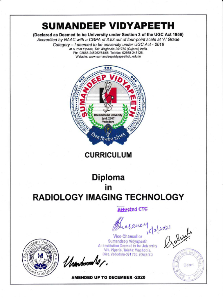 Diploma Radiology Imaging Technology | PDF | Vacuum Tube | Ct Scan