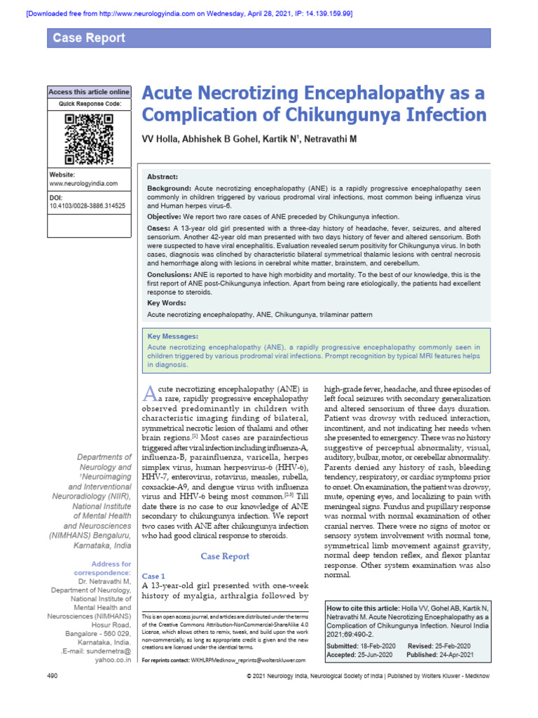 ANEC Chikungunya LE 1 Neuro Ind 2021 | PDF | Magnetic Resonance Imaging ...