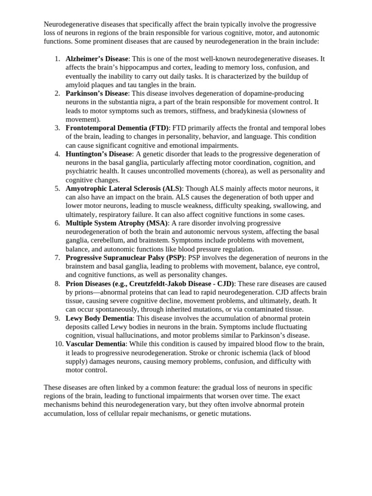 Neurodegenerative Diseases | PDF | Dementia | Neurodegenerative Disorders