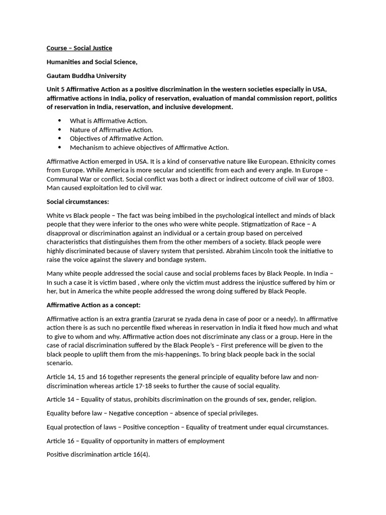 Positive Discrimination - USA | PDF | Affirmative Action | Discrimination