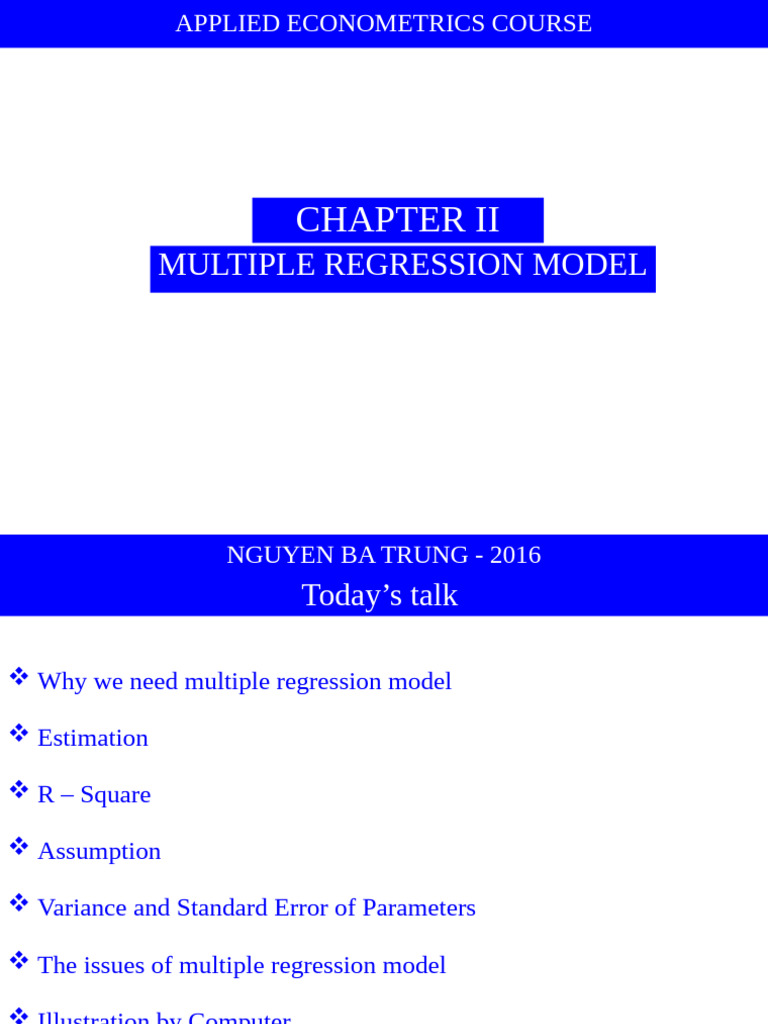 Lecture 3. Mutiple Regression-Estimation | PDF | Estimator | Regression Analysis