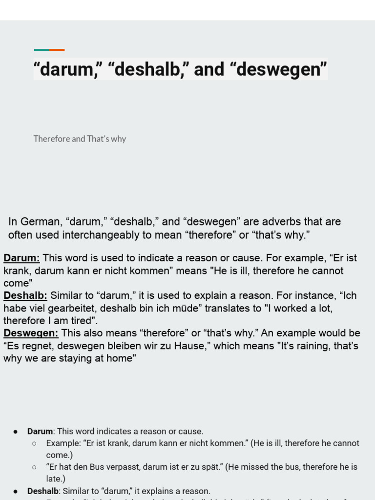 "Darum," "Deshalb," and "Deswegen"a2 | PDF
