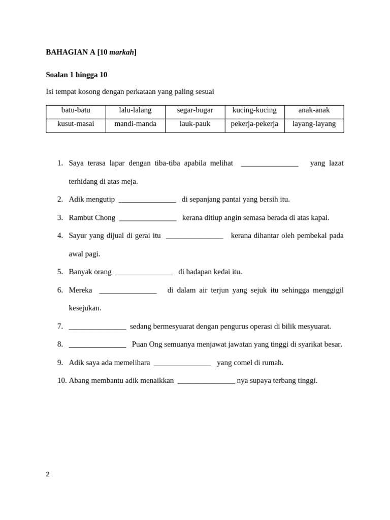 Upsa BM Peralihan k2 2025 | PDF