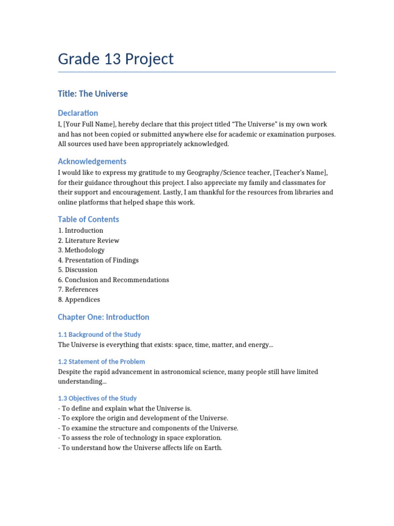 Grade 13 Project The Universe | PDF | Universe | Nasa