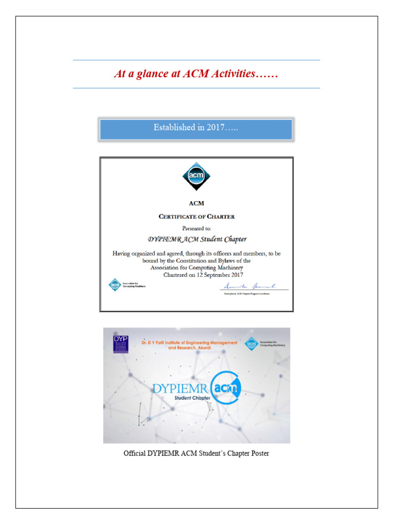ACM Student Chapter Activities Overview | PDF