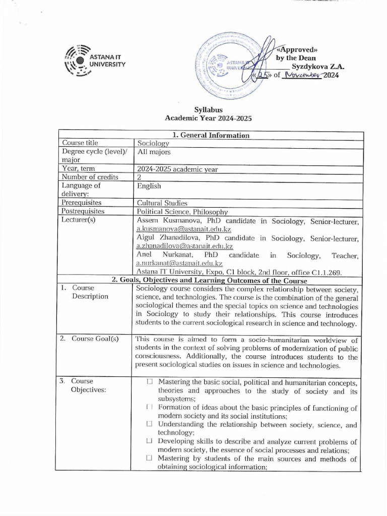 Syllabus - Sociology (3 Trim, 2025) | PDF