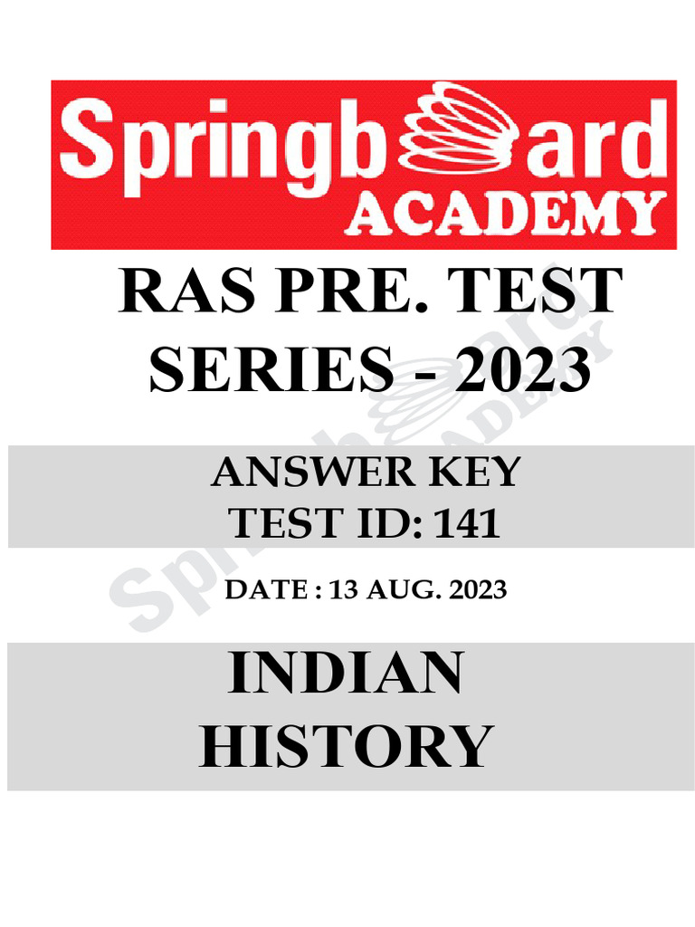 Indian History (TEST CODE 141) 13 Aug. 2023 | PDF | Politics Of India ...
