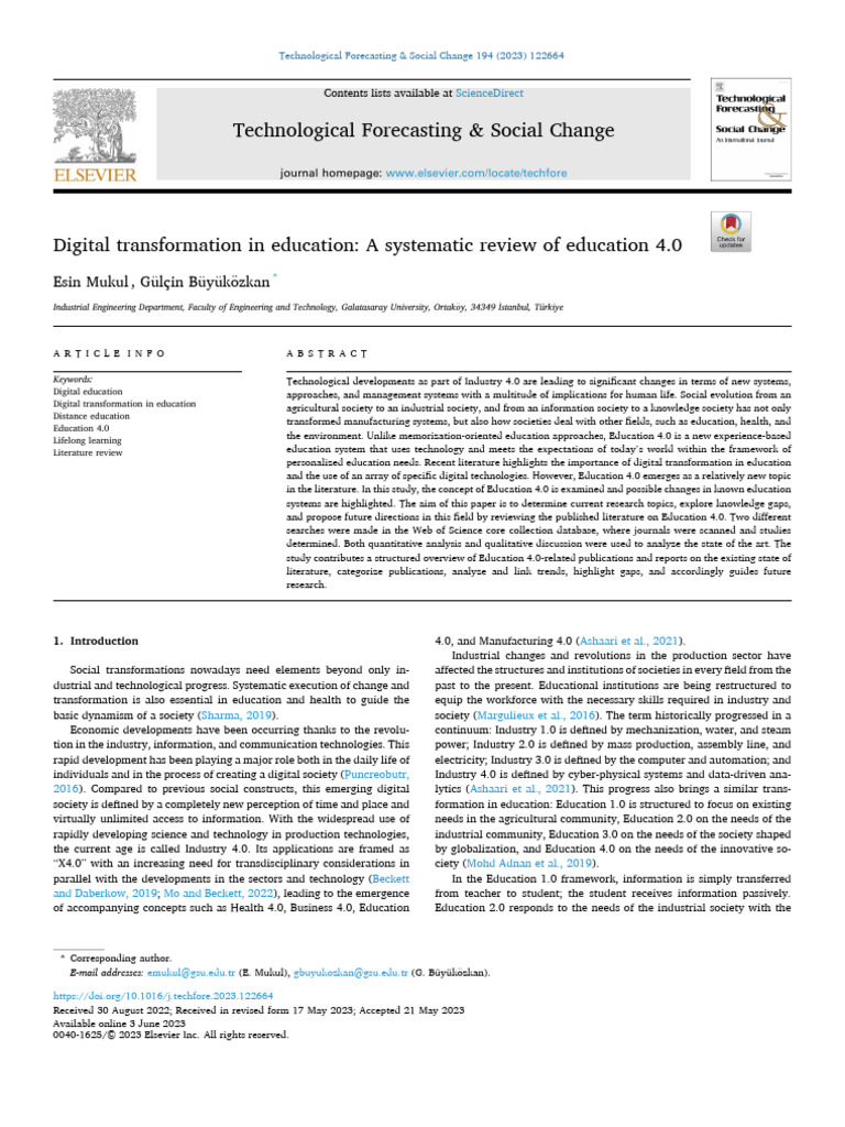Digital Transformation in Education: A Systematic Review of Education 4 ...