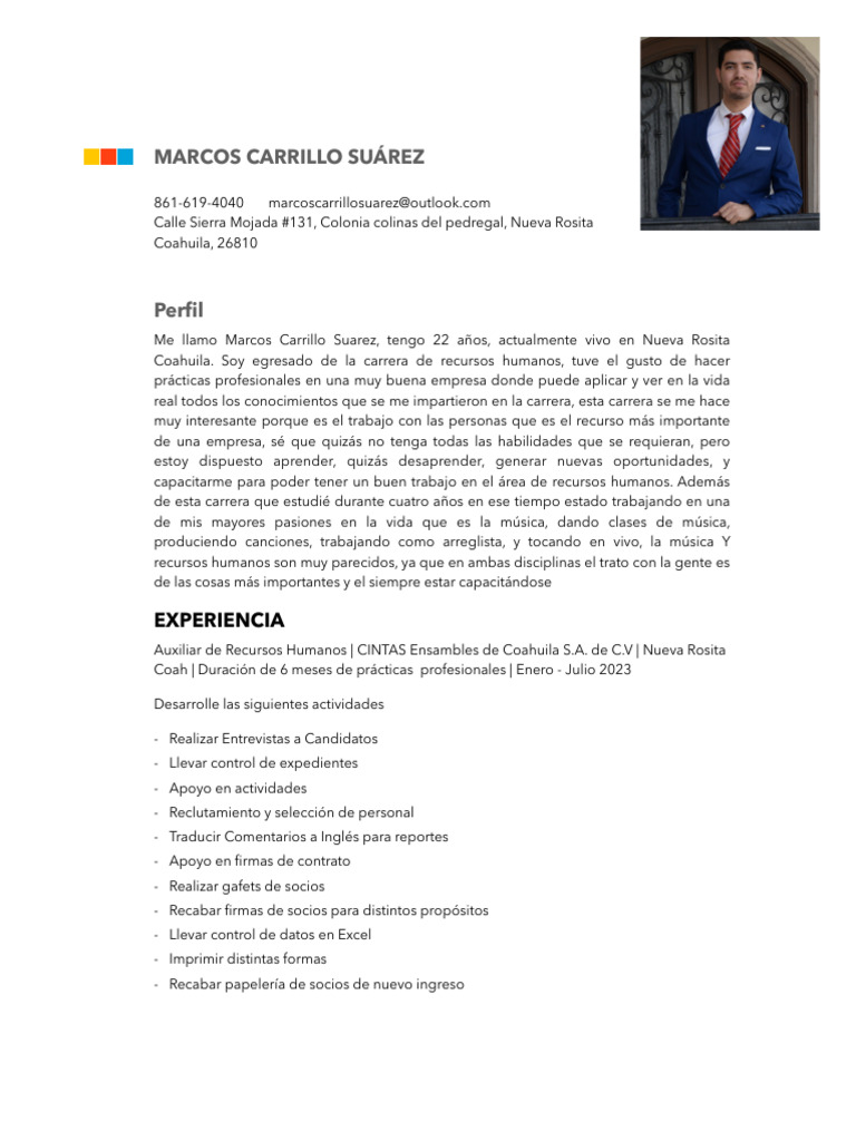 Currículum (Marcos Carrillo Suárez) | PDF | Gestión de recursos humanos