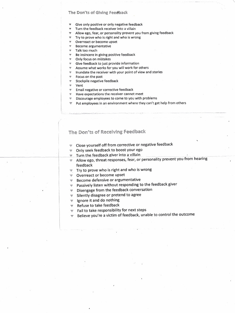 don'ts of giving feedback | PDF
