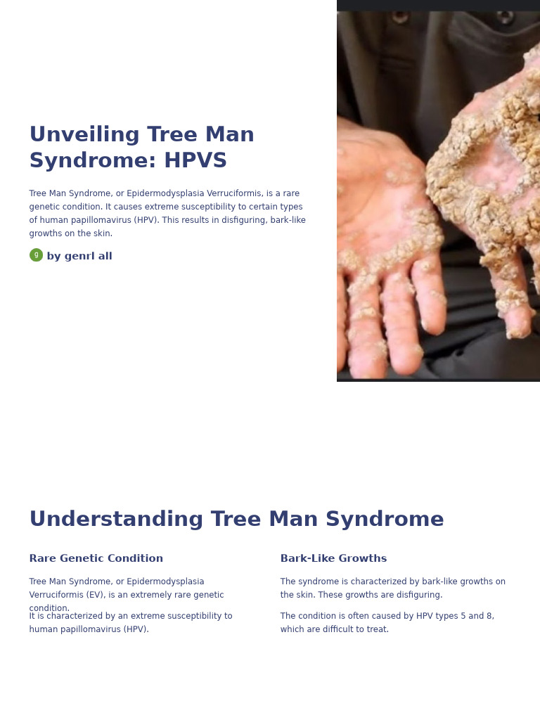 Understanding Tree Man Syndrome: HPV Link | PDF | Diseases And ...