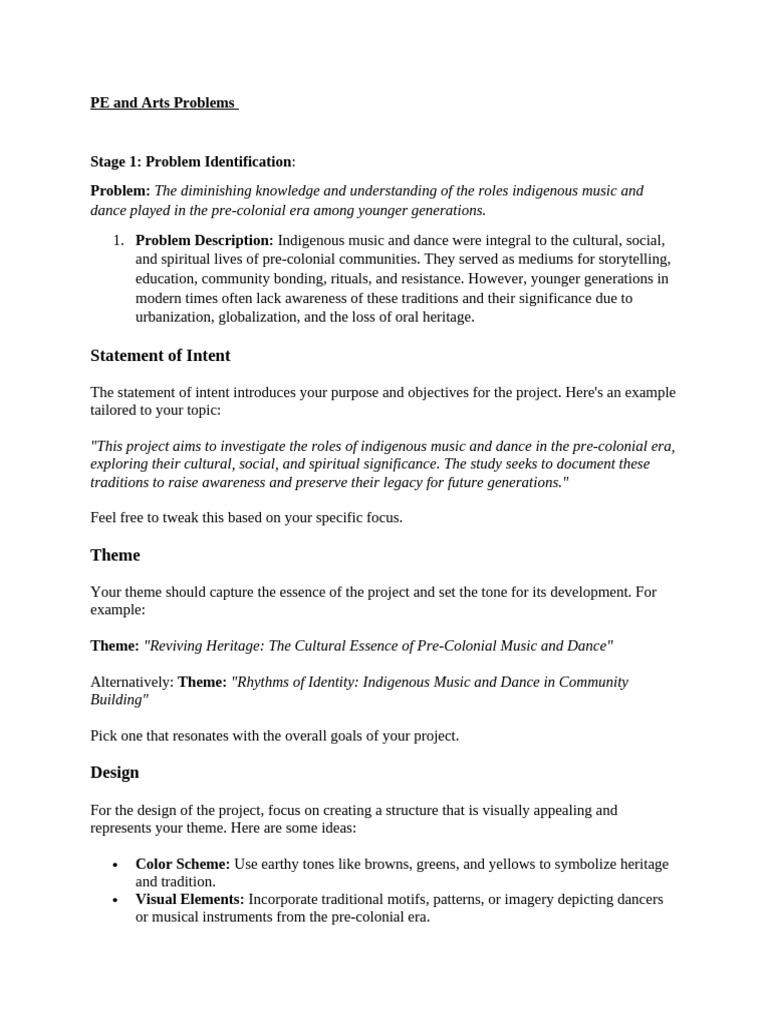 PE and Arts Problems....... Project | PDF | Dances | Storytelling