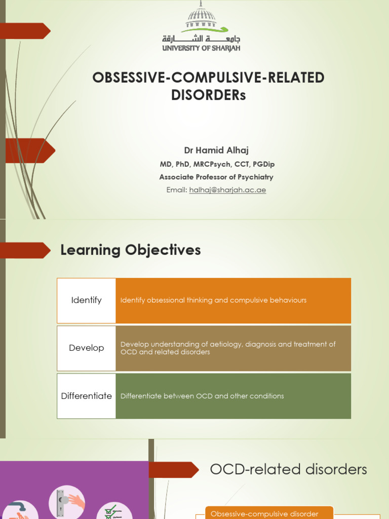OCD and Related Disorders DR Hamid Alhaj | PDF | Obsessive–Compulsive Disorder | Mental Disorder