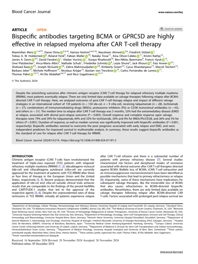 Bispecific antibodies targeting BCMA or GPRC5D | PDF | Immunotherapy ...