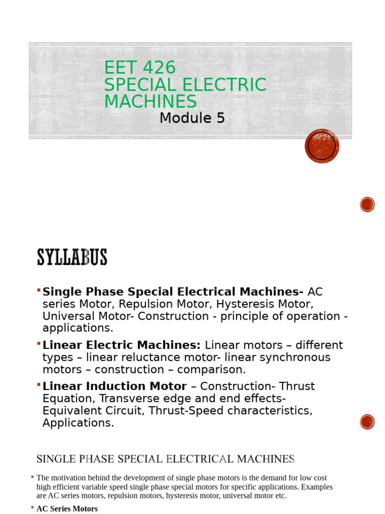 Special Electric Machines Overview | PDF | Electric Motor | Electrical ...