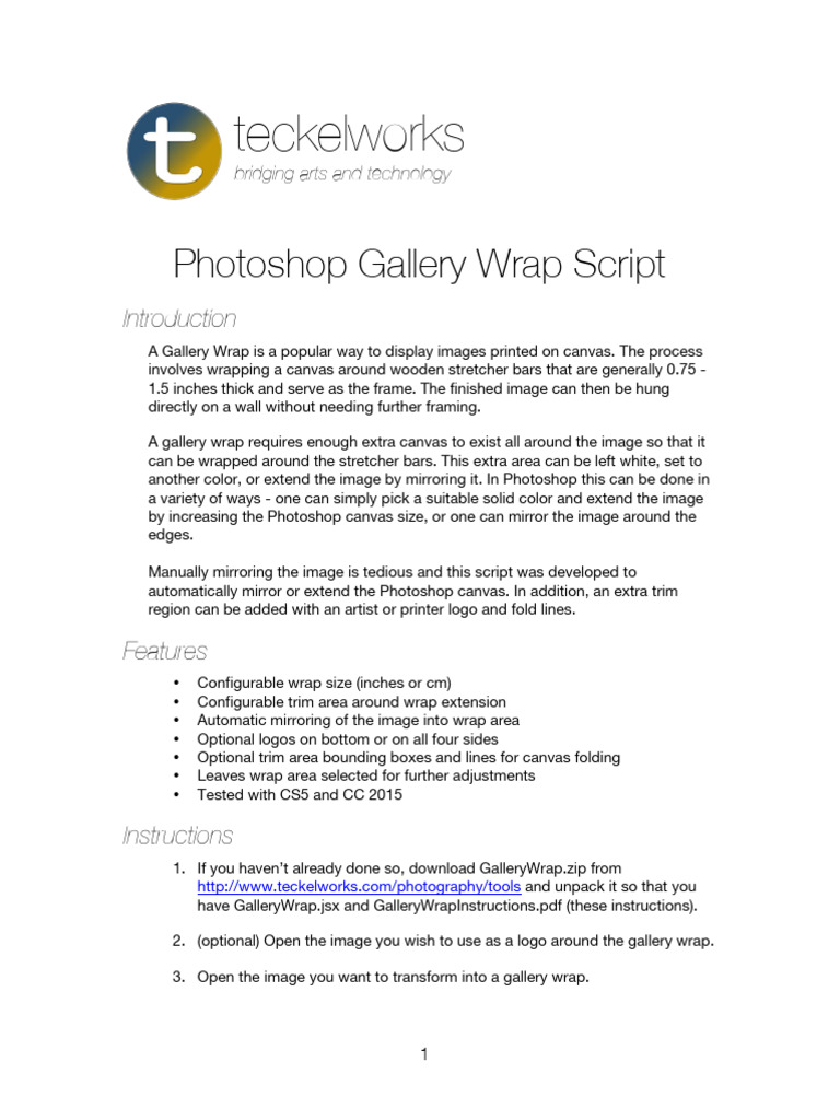 Photoshop Gallery Wrap Script Guide | PDF | Adobe Photoshop