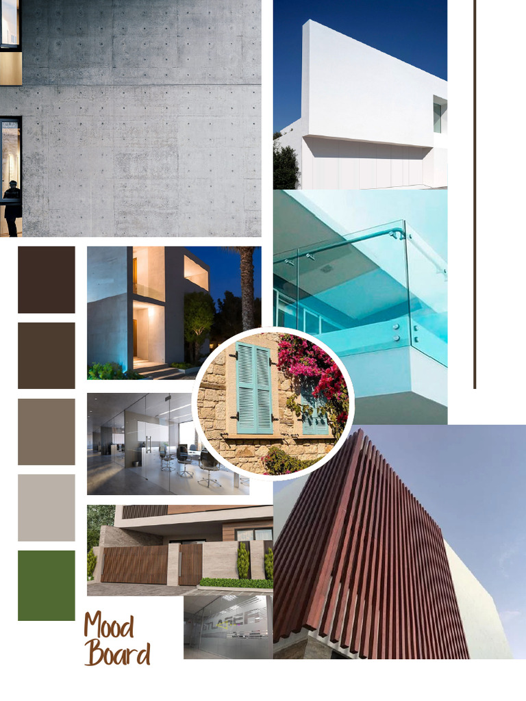 Beige Illustrated Mood Board Interior Design A4 | PDF