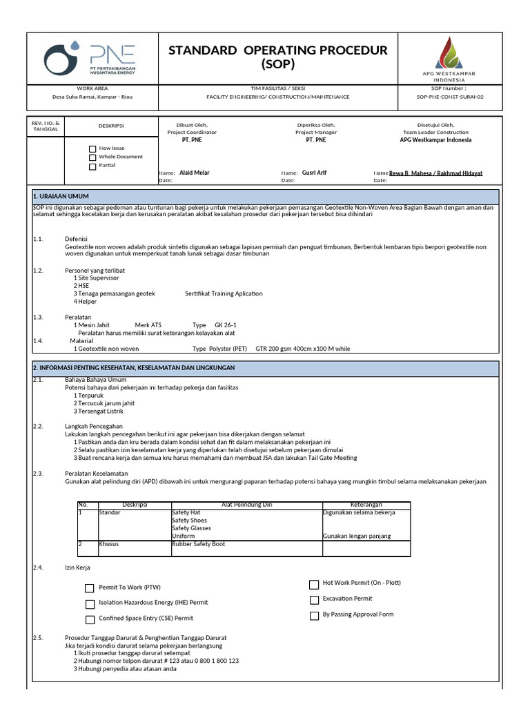 Sop Pemasangan Geotek | PDF