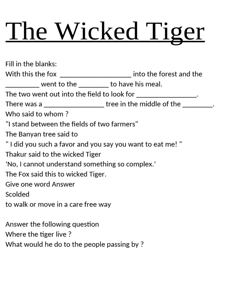 The Wicked Tiger | PDF