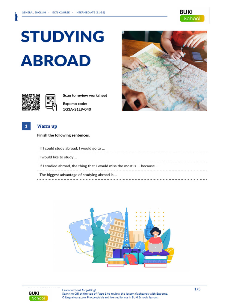 Studying Abroad American English Student B1 B2 | PDF