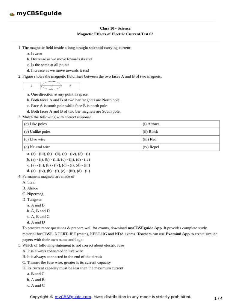 10 Sci Magneticeffectofelectriccurrent tp03 | PDF | Magnetic Field | Magnet